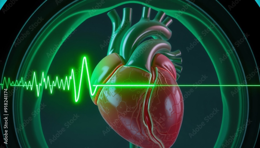 hyper-realistic CT heart model detailed anatomical features centrally ...