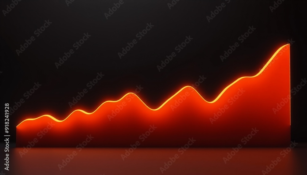 3d line graph with rising segments vibrant orange glow minimalist black ...