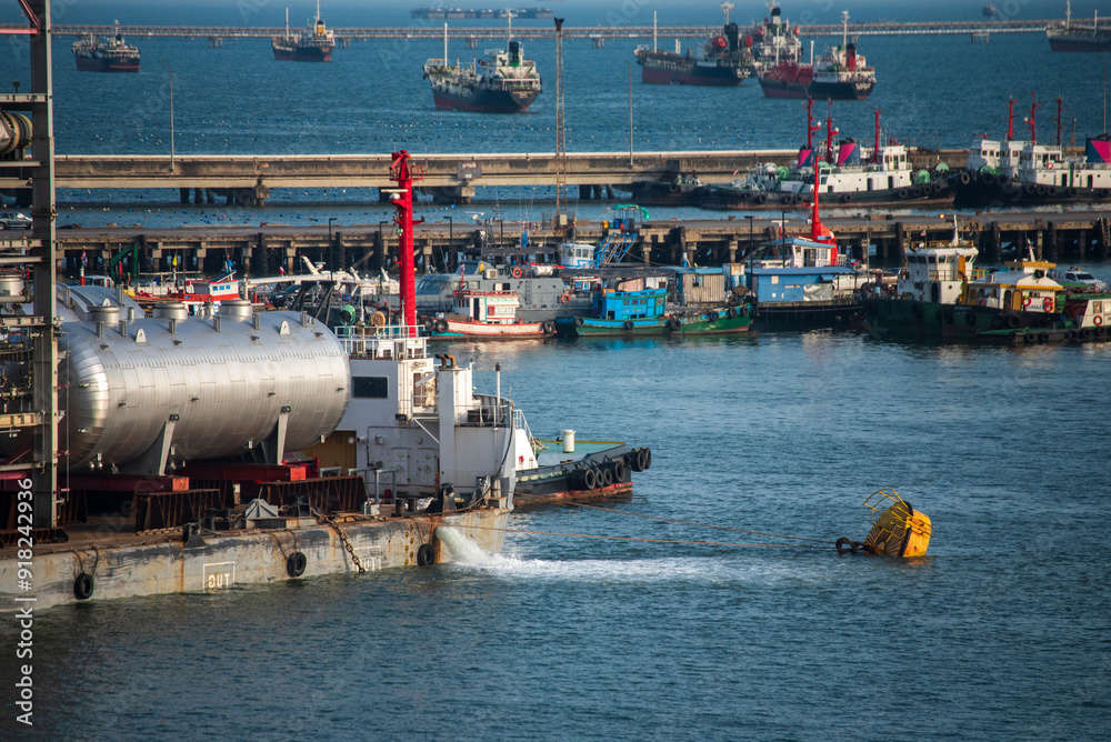 Logistic shipping quay boat Engineering crane depot at logistic export ...