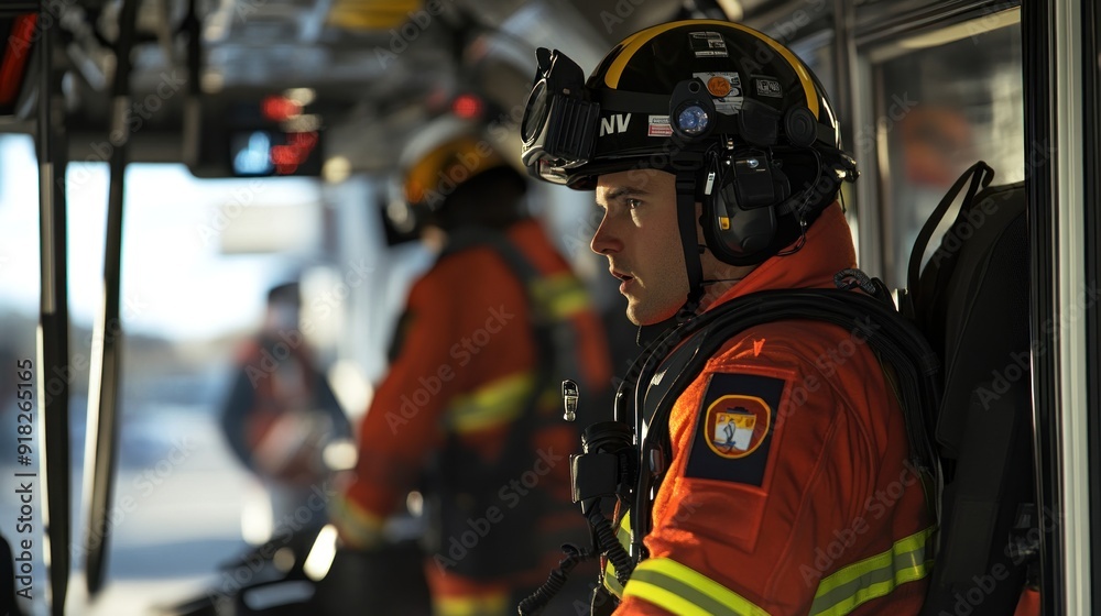 Generate a photo realistic image of emergency response training for ...