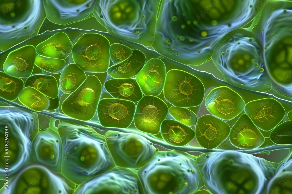 Abstract photosynthesis molecular diagram cell plant under the ...