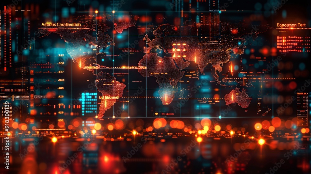 Global Economic Trends: A world map overlaid with economic indicators ...