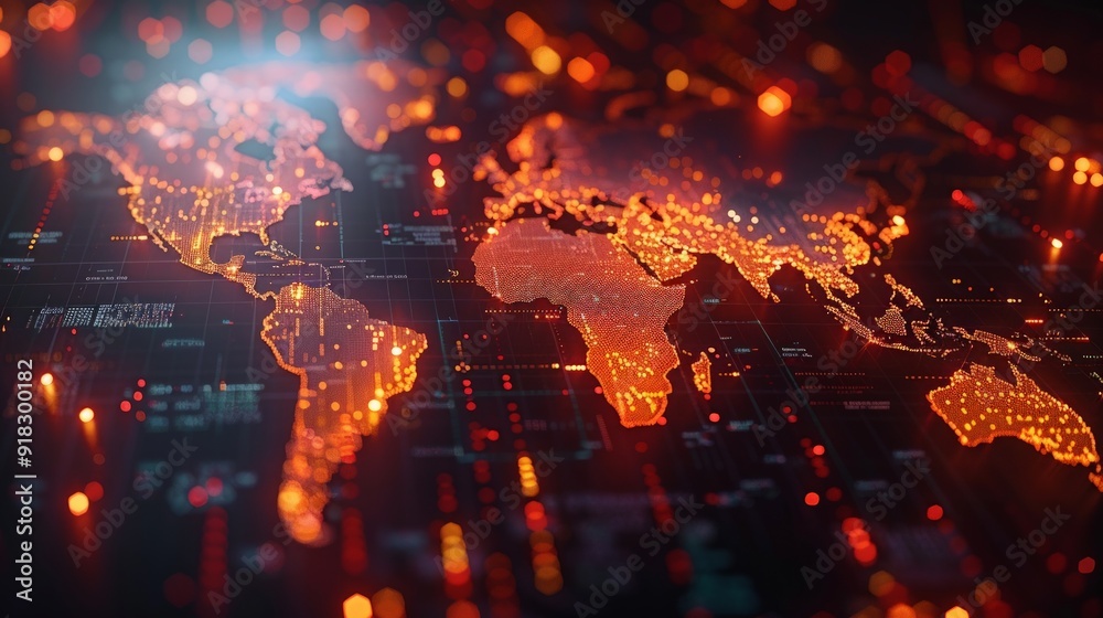 Global Economic Trends: A world map overlaid with economic indicators ...
