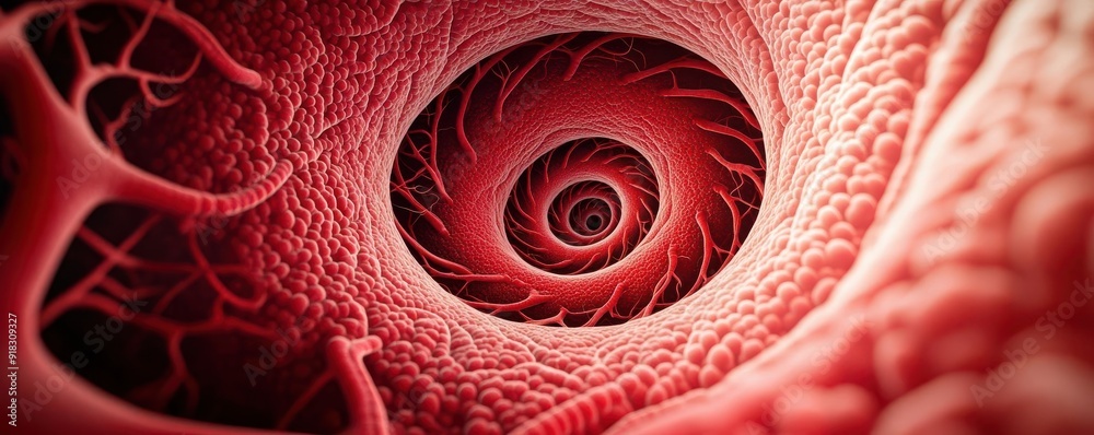 Abstract pattern of vessels in a spiral formation, symbolizing the ...