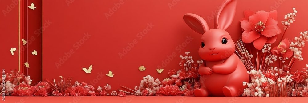 Chinese Zodiac Cherished Red Rabbit in 3D Art: A Minimalist and Elegant ...