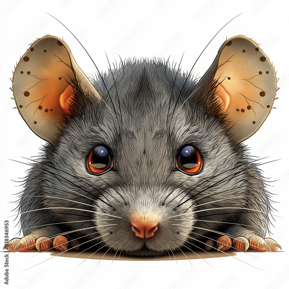 there is a drawing of a rat with ears and eyes Stock Illustration ...