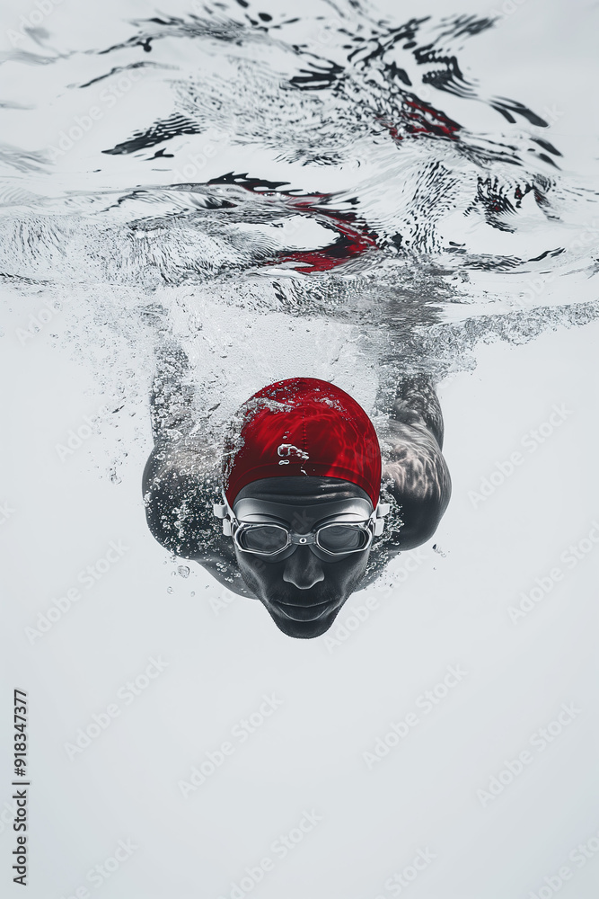 Olympic swimmer in the swimming pool. Strong male swimmer with ...