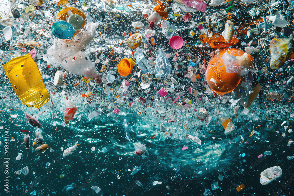 A vivid underwater scene captures the alarming presence of ...