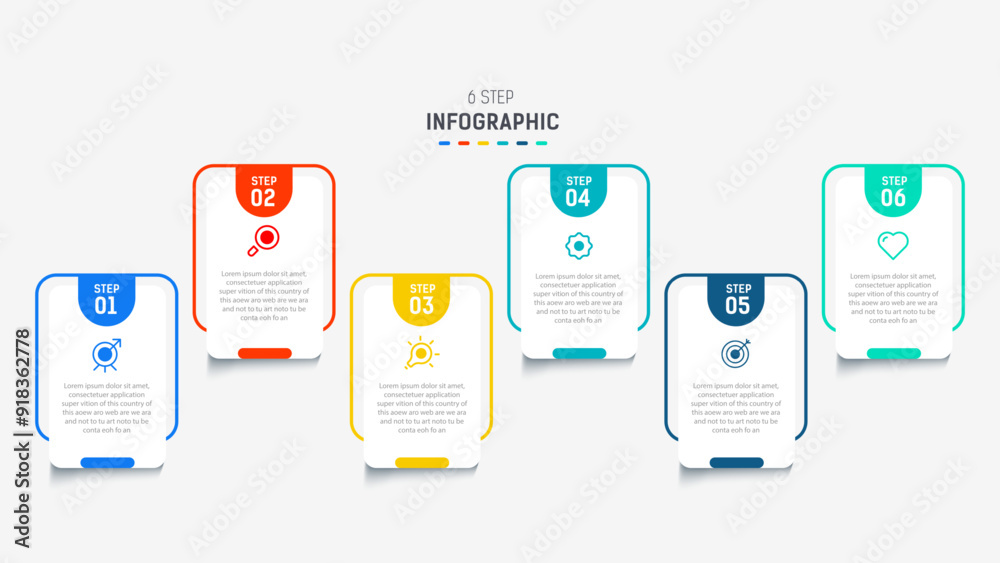 Business infographics design for Six Step, option, parts or process ...