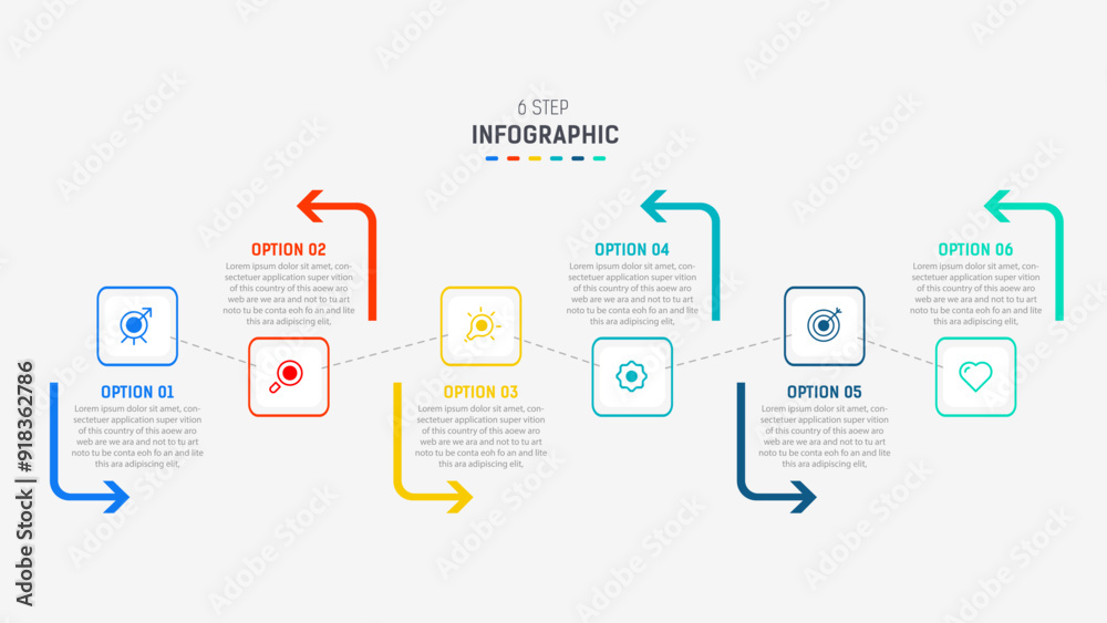 Business infographics design for Six Step, option, parts or process ...