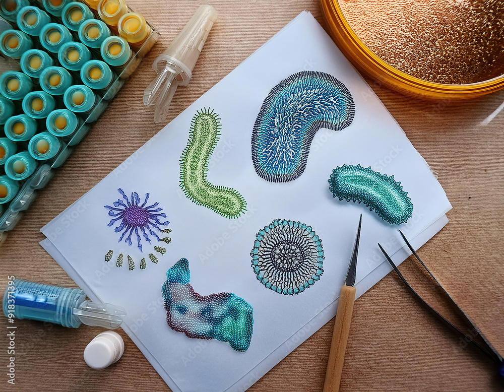 Microbiology Illustration: Educational Depiction of Microorganisms and ...