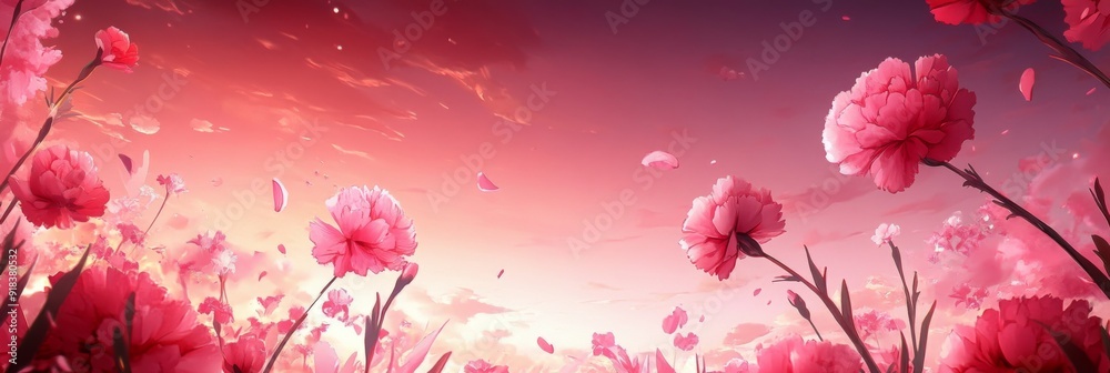 Festive Carnation Dance Under a Dramatic Crimson Sky, an Animated ...