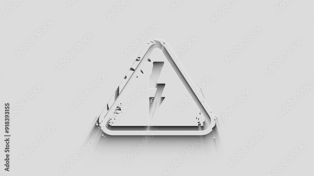 Electric power danger warning and energy symbol with natural shadow ...