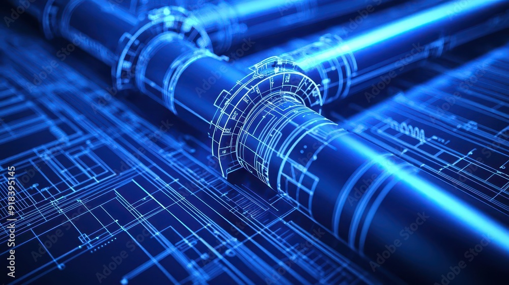 Blueprint of a stormwater detention basin, civil engineering design and ...