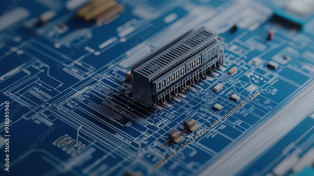 Blueprint of an electrical distribution board, circuit layout and ...