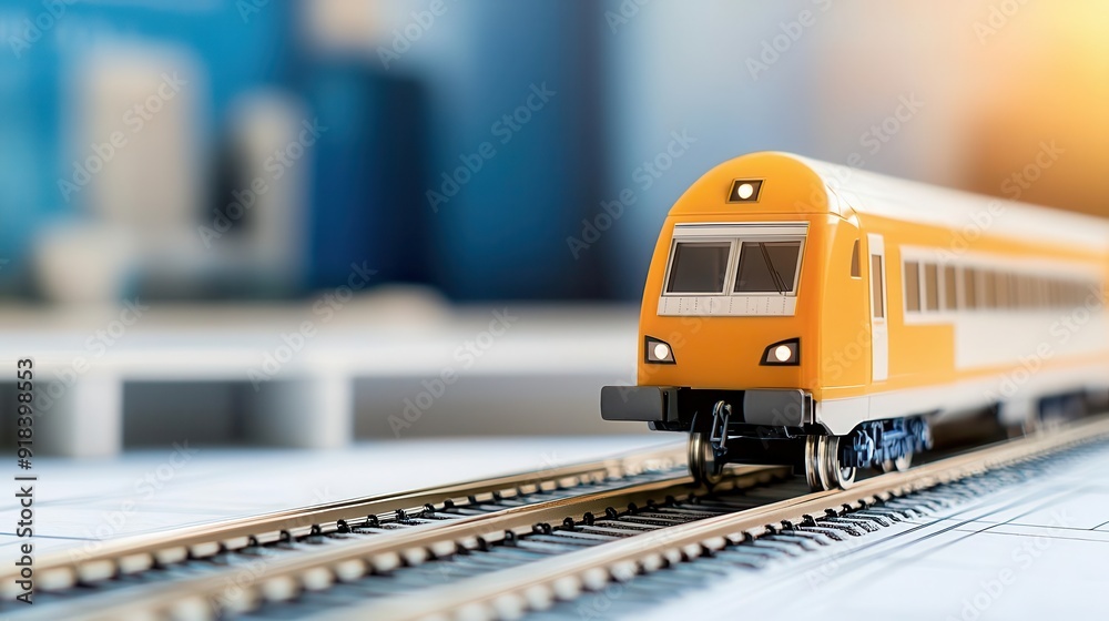 Blueprint of a rail network, tracks and stations, detailed civil ...