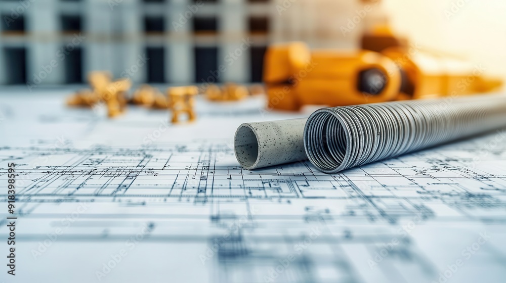 Blueprint of a concrete structure, reinforcing bars detailed ...