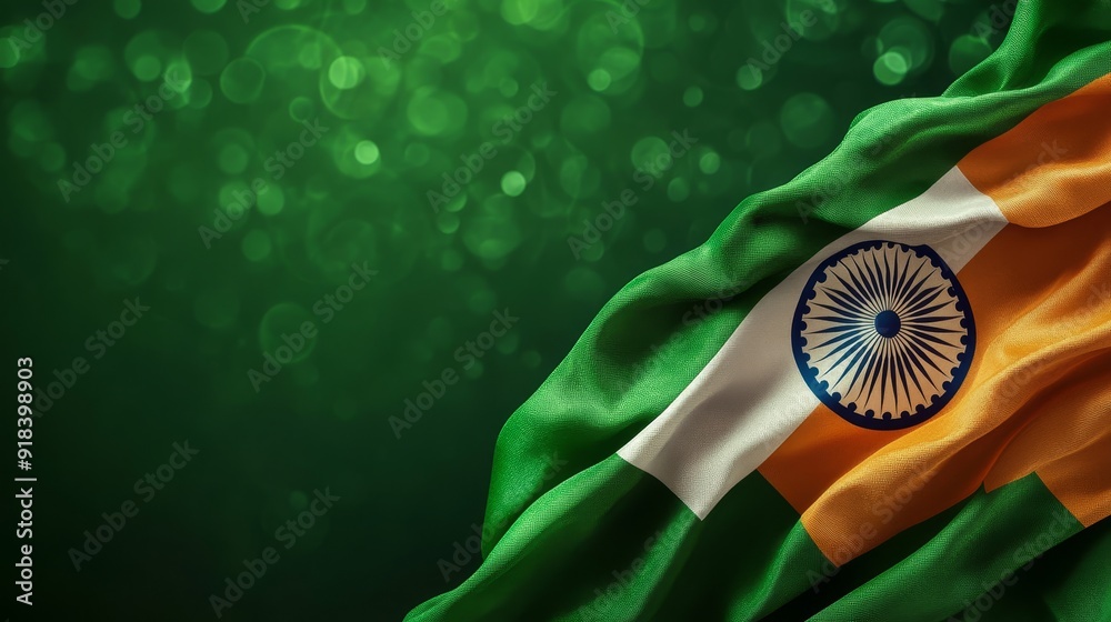 The Indian flag, a symbol of national pride, waves gracefully against a ...