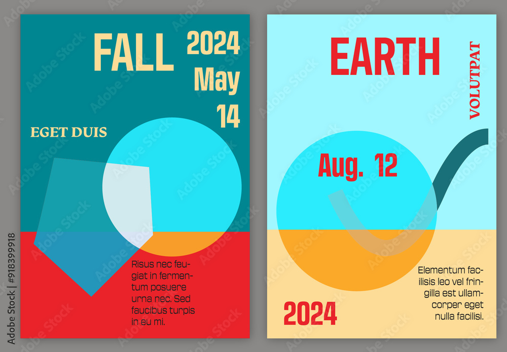 Flyer A4 Template with Simple Overlapping Geometrical Shapes Flat Color ...