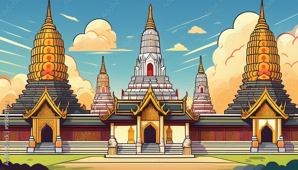 Buddhist Temples- Cartoon or detailed representations of famous ...