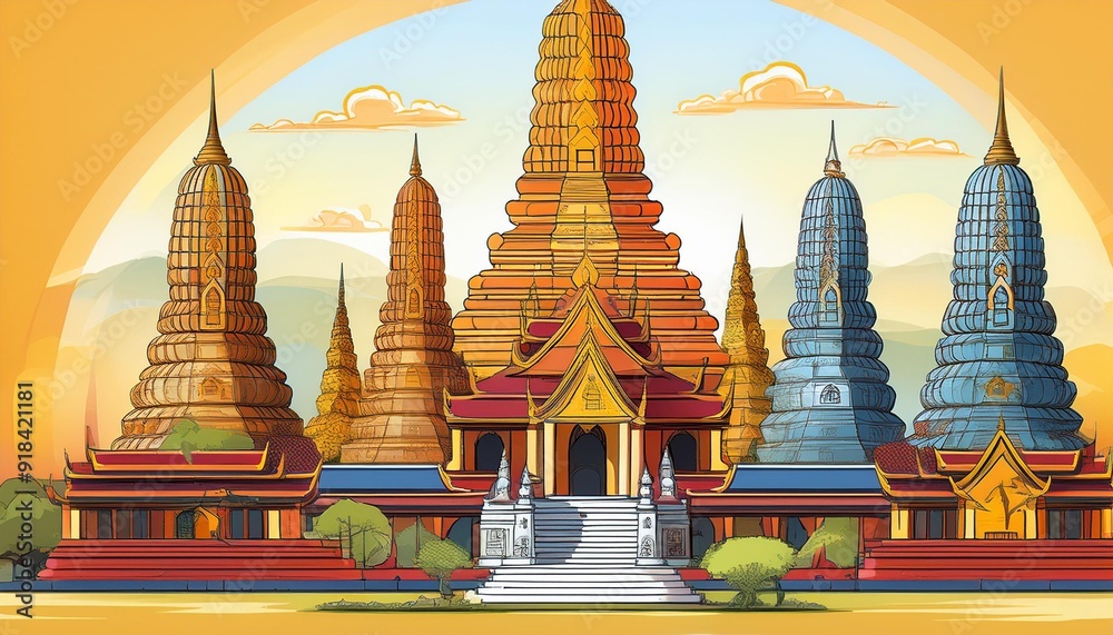 Buddhist Temples- Cartoon or detailed representations of famous ...