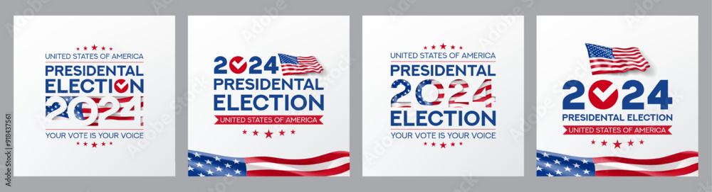 Set of US 2024 presidential election banners. USA presidential election ...