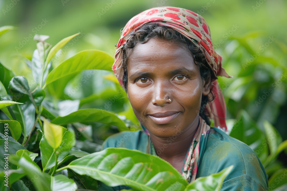 Beautiful two asian woman wearing traditional dress picking tea leaf in tea plantation 101 with ...