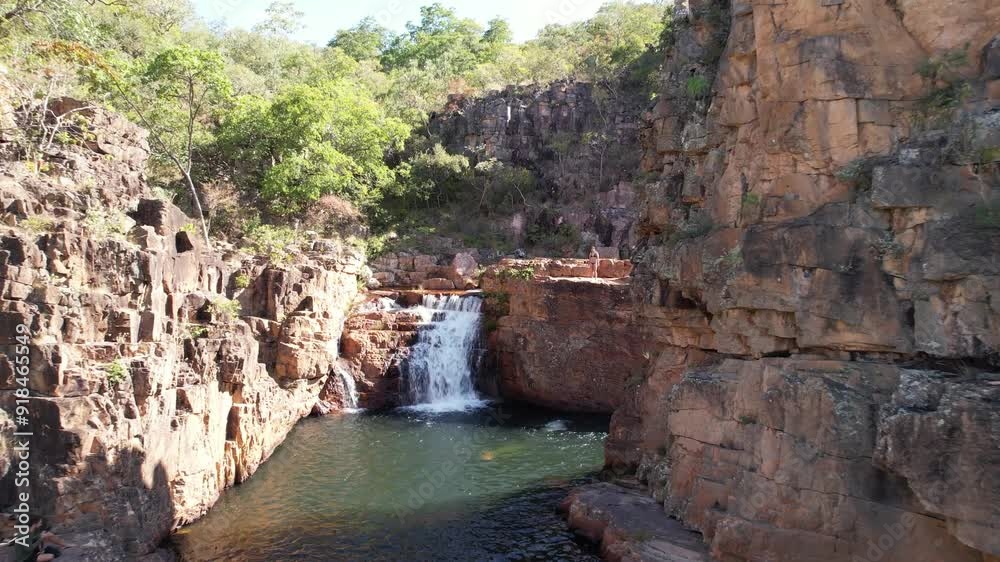 aerial video of Complexo do Macaco, Catedral waterfall, Cachoeira ...