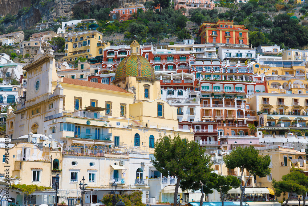Colorful architecture of Positano, Amalfi Coast, Italy Stock Photo ...