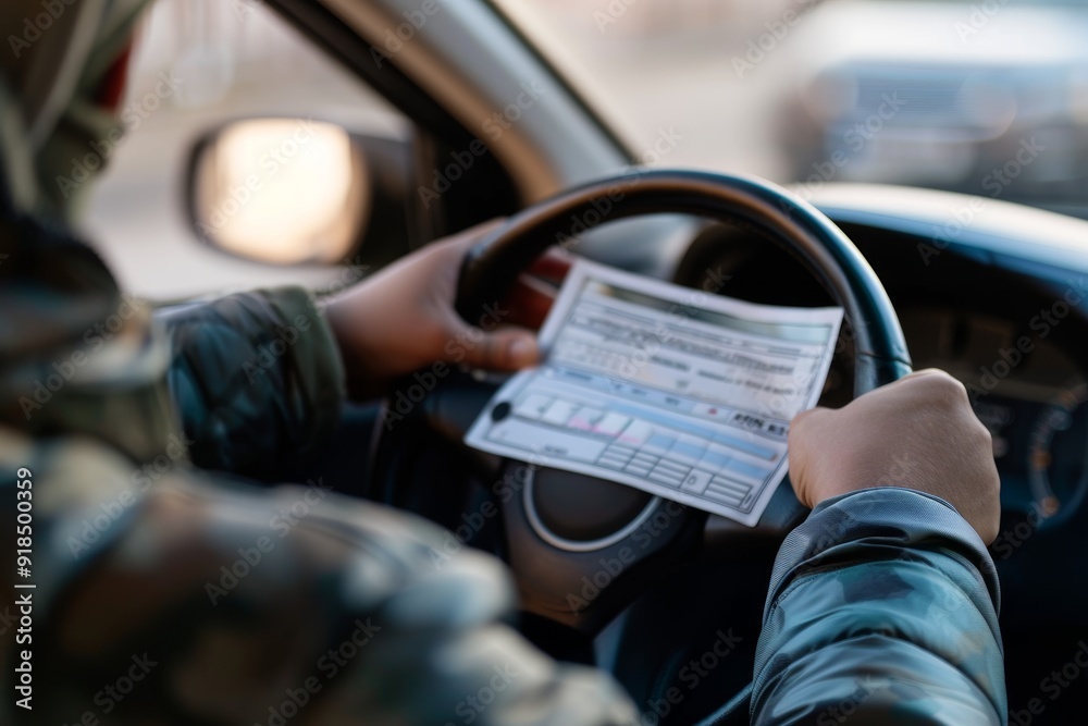 Learner Driver Holding Permit Ready for Driving Test - Focus on ...