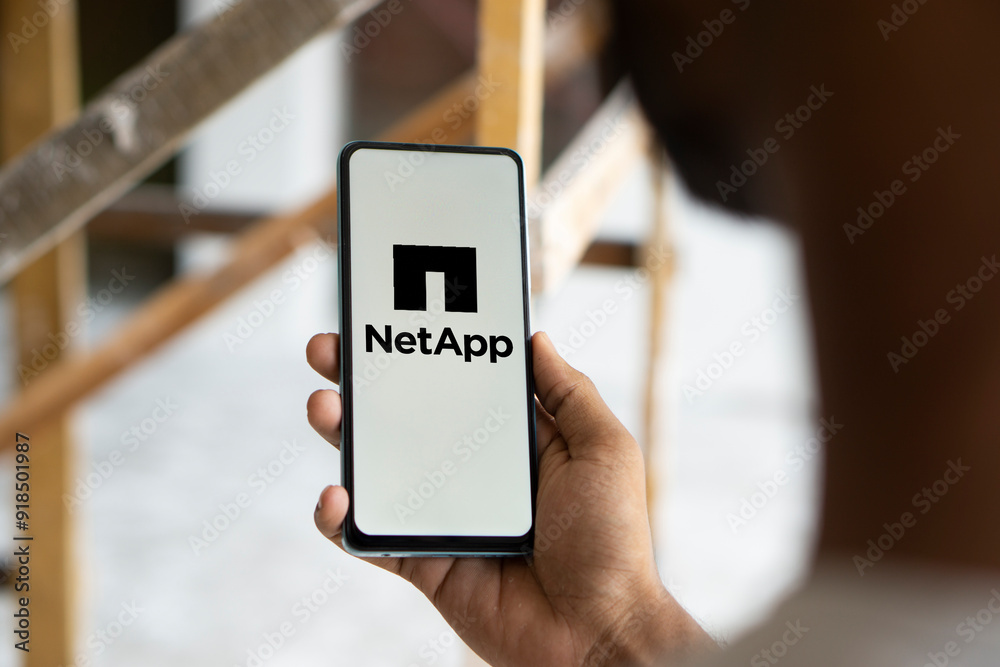 Dhaka, Bangladesh- 12 Aug 2024: NetApp logo is displayed on smartphone ...