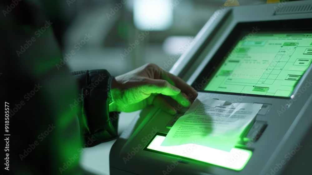 Electronic Voting Machine Successfully Scanning Ballot with Green ...