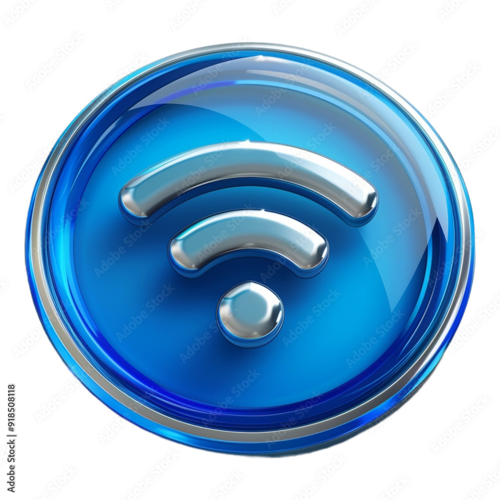 Blue circular Wi-Fi icon isolated on transparent background ...