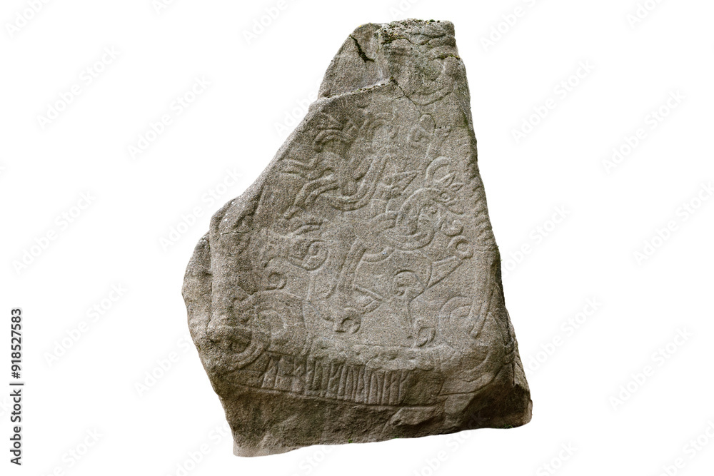 Jelling stone, replica of Harald Bluetooth's rune stone from Jelling ...