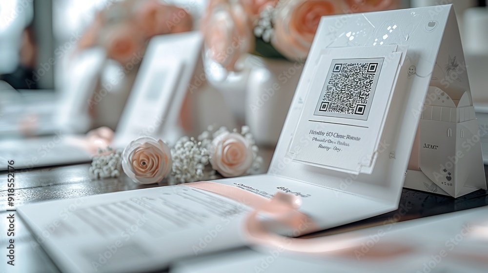High-tech wedding invitations featuring QR codes that lead guests to a ...