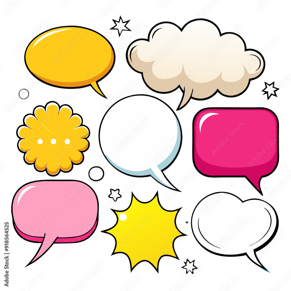 Pop Art Speech Bubbles: A vibrant set of comic book style speech ...