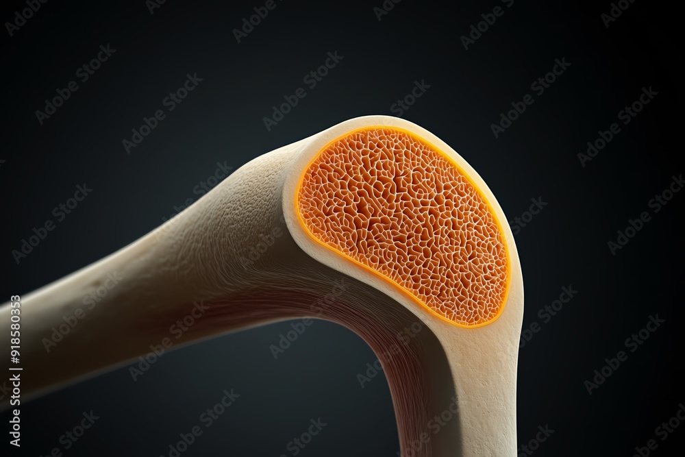 Detailed view of bone marrow inside a femur, highlighting the ...