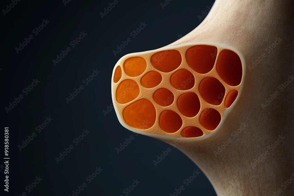 Detailed view of bone marrow inside a femur, highlighting the ...