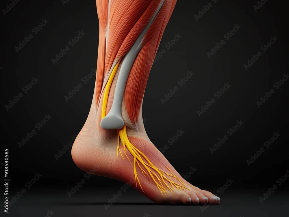 Detailed view of the hamstring muscles with sciatic nerve connections ...