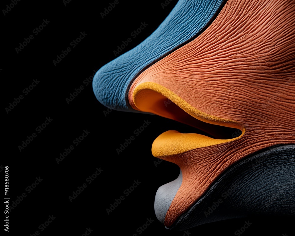 Detailed view of the mucous membranes in the nasal cavity, highlighting ...