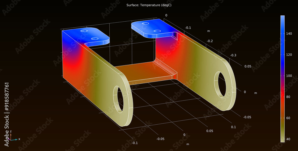 Computer 3d modeling of the steel mechanical part. Thermal analysis ...