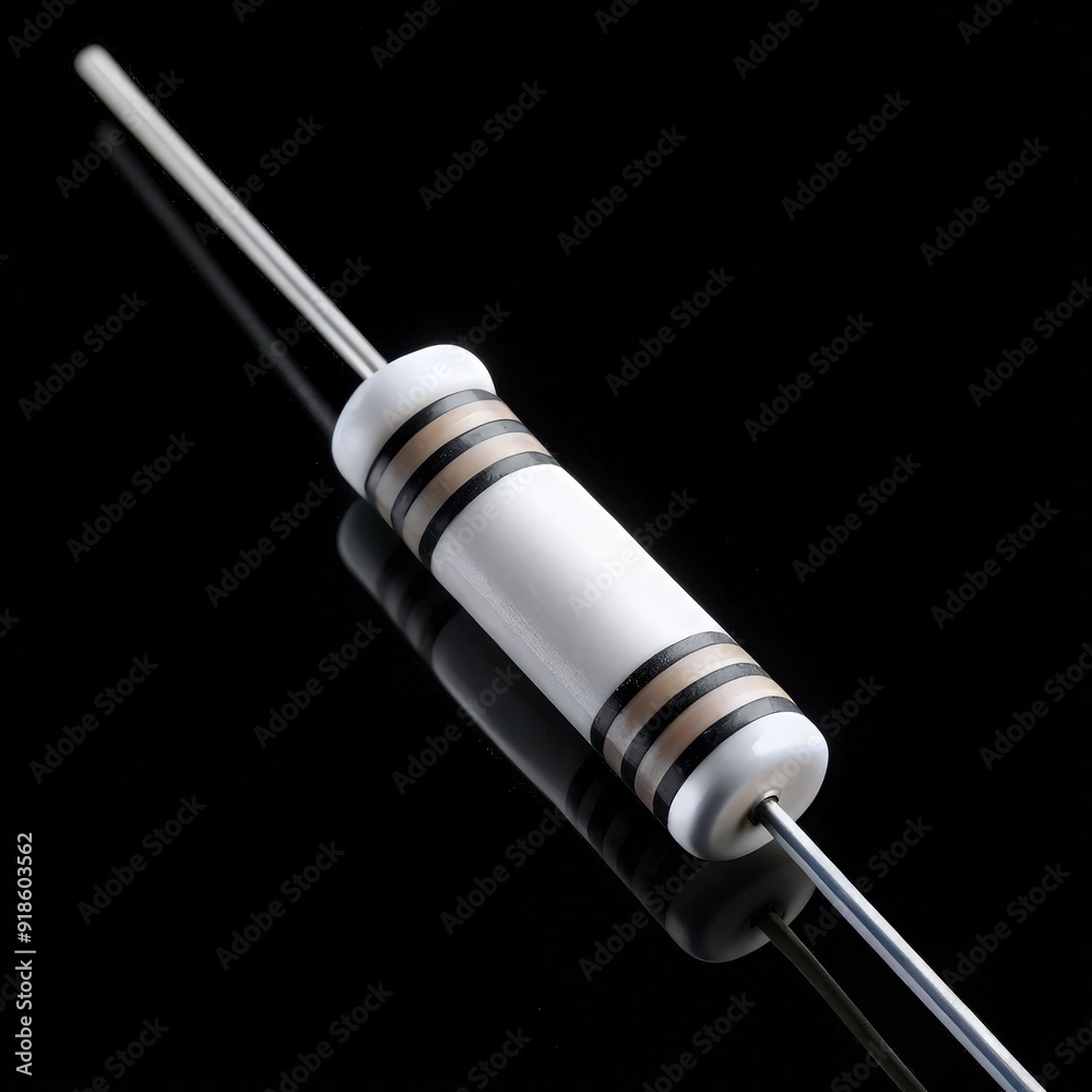 A white electric resistor positioned vertically reflects light against ...