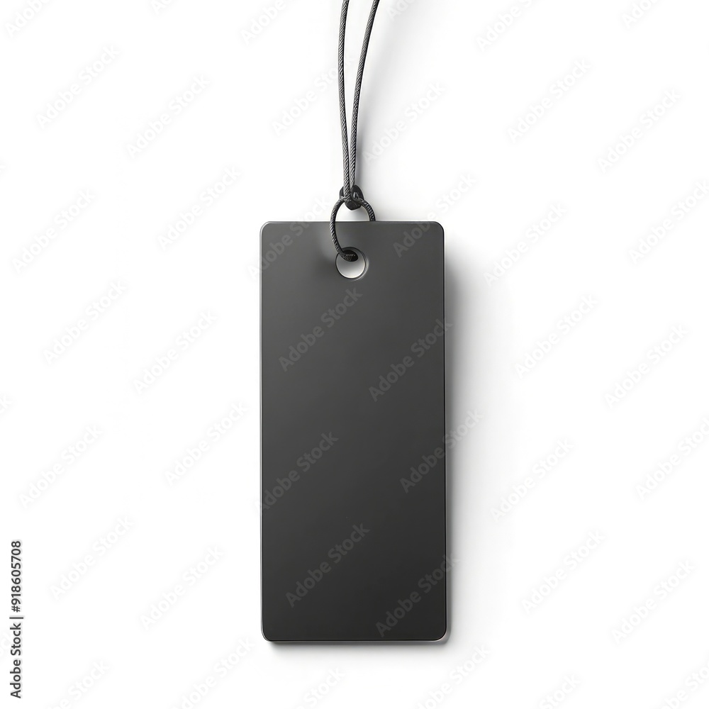 Black unbranded mockup label isolated on a white background showcasing ...