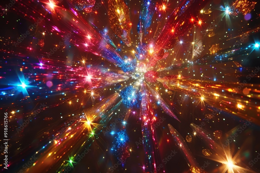 painting of colorful stars on colorful background, Starbursts Exploding ...