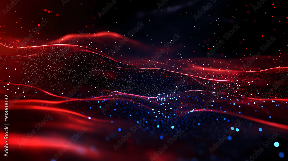 Techno Glow: Sparkling Blue Particles Forming Grids and Lines Stock ...