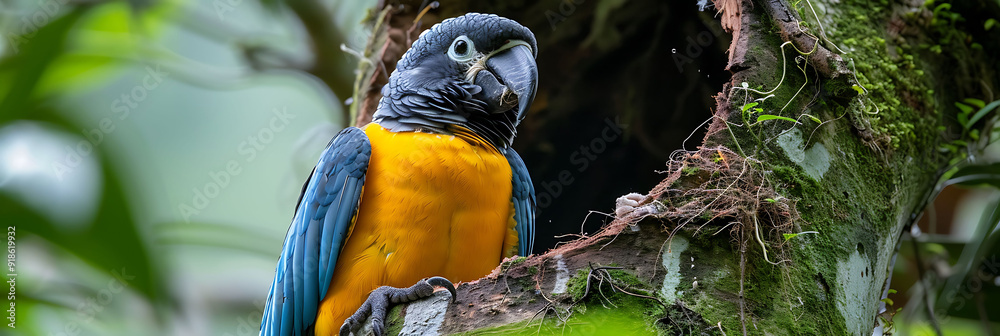 Dusky Parrot Pionus fuscus perched high in the Amazon rainforest known ...