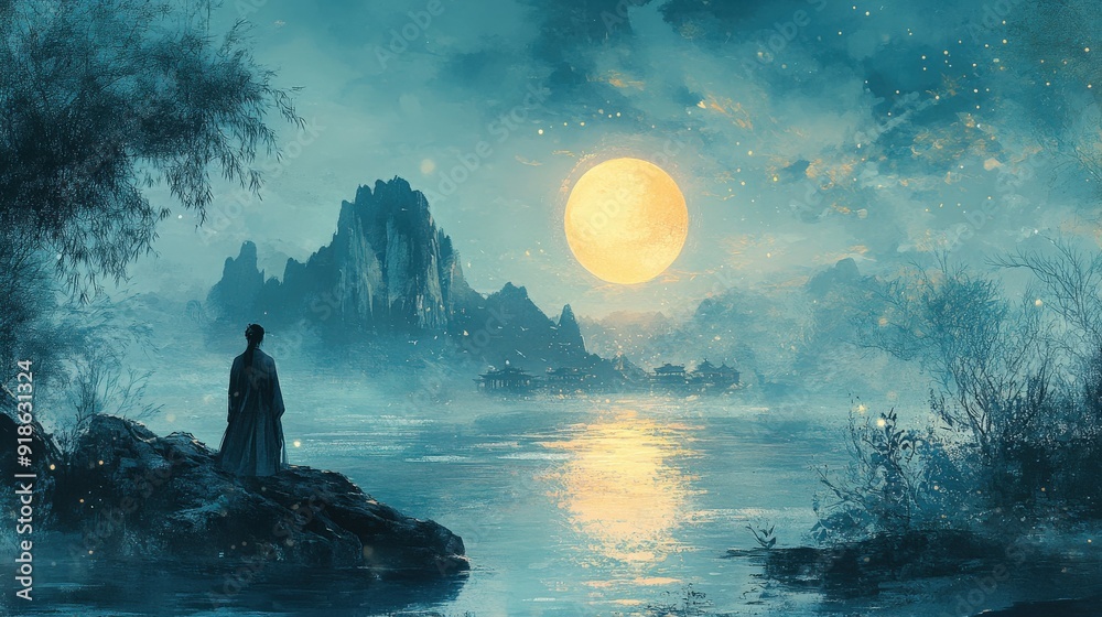 Music book for kids with blue background and oriental script, featuring ...