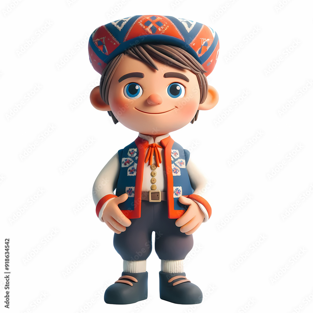 Norway Cultural Character Boy in Traditional Sami Outfit 3D Digital ...