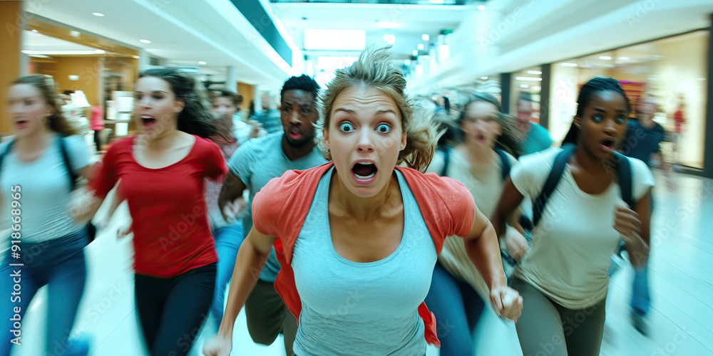 Frenzied Escape from Everyday Terror: A panicked group of people ...