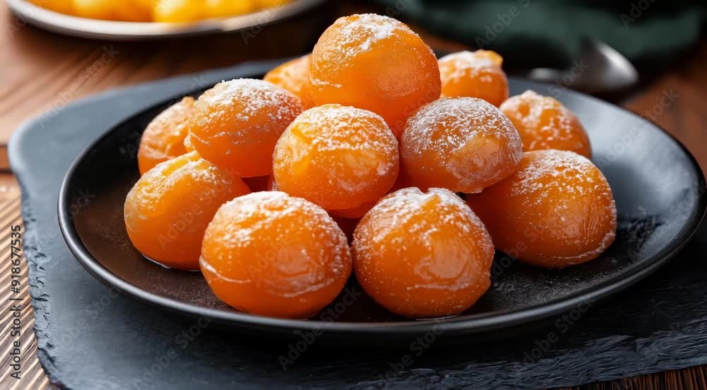 Traditional Indian food Gulab Jamun. These are deep-fried dough balls ...